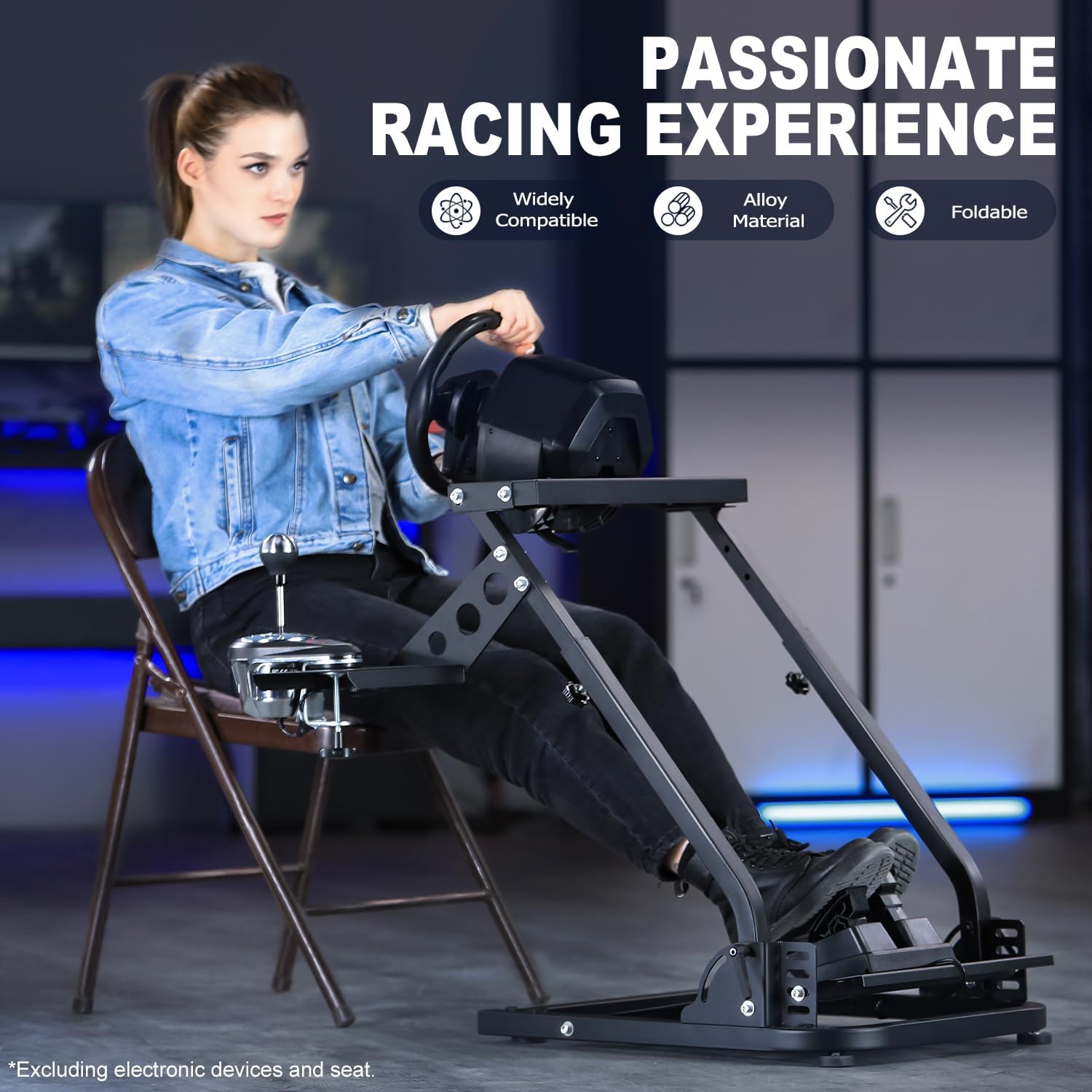 Marada G29 Racing Wheel Stand Height Adjustable,Foldable,Made of Carbon Steel, Can Install Both Shifter and Handbrake,Racing wheel, Support for Logitech G25 G27 G920,Thrustmaster T300RS