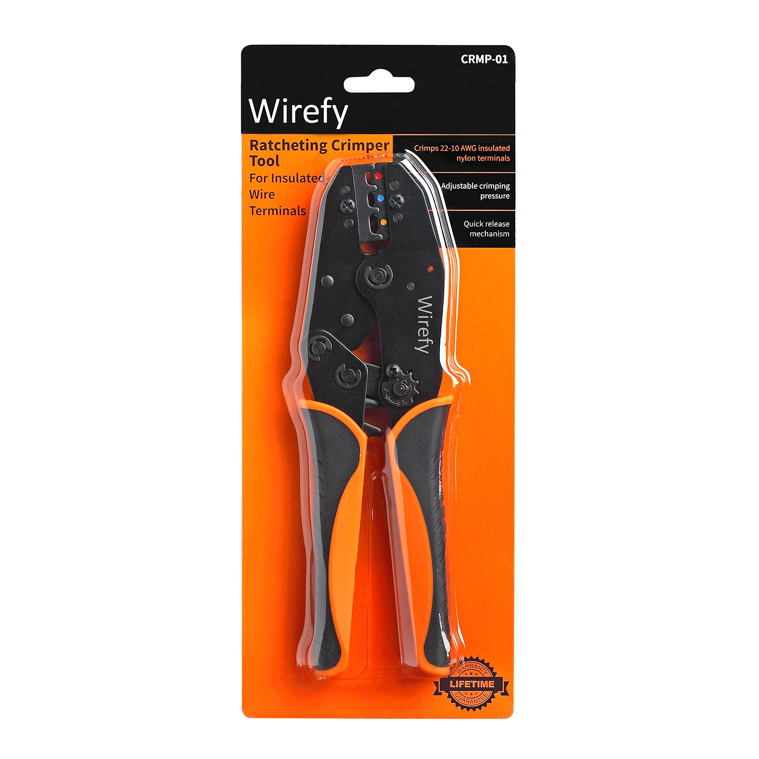 Wirefy Crimping Tool For Insulated Electrical Connectors - Ratcheting Wire Crimper - Crimping Pliers - Ratchet Terminal Crimper - Wire Crimp Tool 22-10 AWG