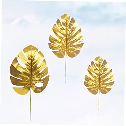 VOSAREA 36 pcs Artificial Foliage Wedding Decoration Golden Leaves Simulation Plants Faux Plants Artificial Palm Leaves Hawaiian Leaves Stems Monstera Leaves Decorations Eucalyptus vase