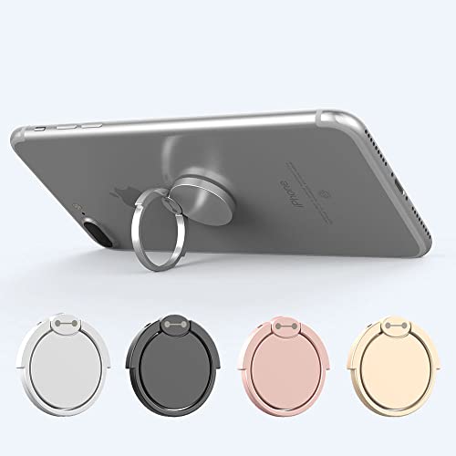 VOVIGGOL Cell Phone Ring Holder Finger Kickstand, 360° Rotation Cute Phone Ring Grip Phone Ring Stand Metal Phone Ring for Car Mount Magnetic Compatible with All Smartphones (Silver)
