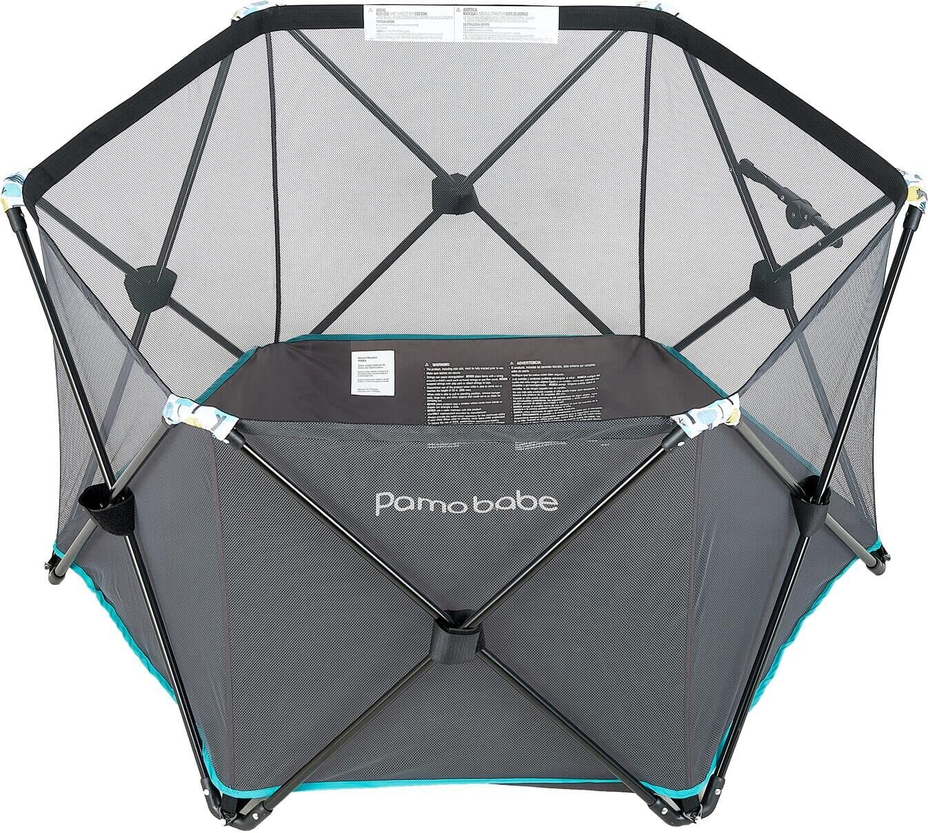 Pamo Babe Portable Baby Playpen, Outdoor Playard Playpen for Babies Indoor and Outdoor Use, Easy and Compact Fold with Carrying Case (Grey)