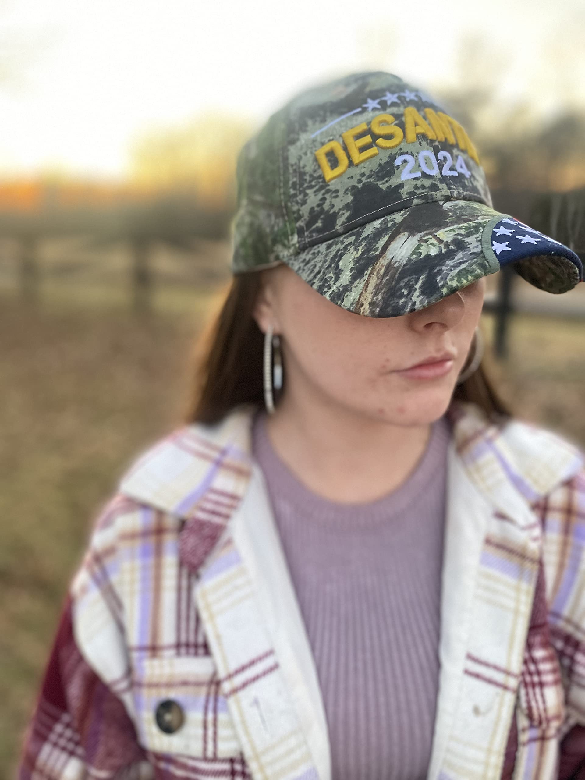 Ron Desantis 2024 Presidential Campaign Made in America Don't Fauci My Florida Mesh Back Trucker Hat Camo Embroidered Adjustable Baseball Caps