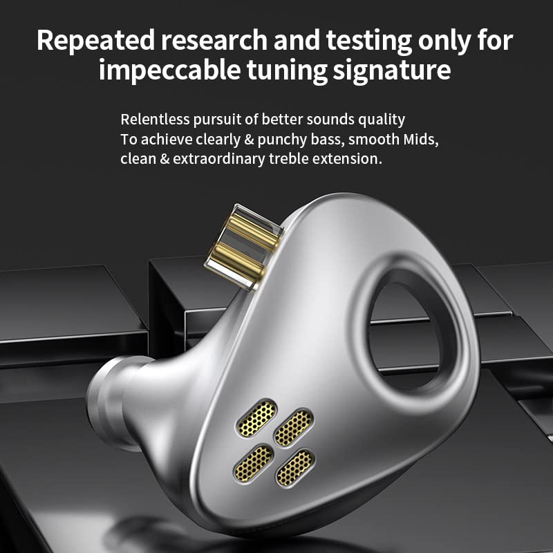 WJLYP CCA CXS Cavity Open-Back Design HiFi Metal Earphone Wired Sport Running Dynamic Headphone Music DJ Headset Earbuds (Silver with Mic)