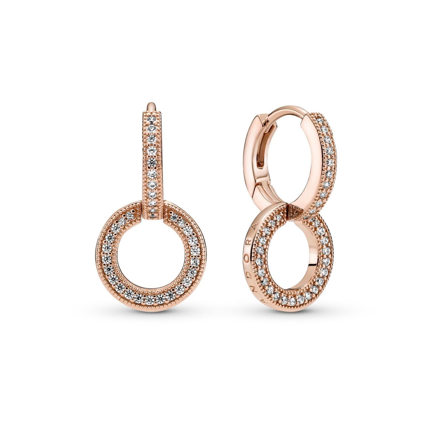 PANDORA Sparkling Double Earrings, Pandora Rose - 289052C01