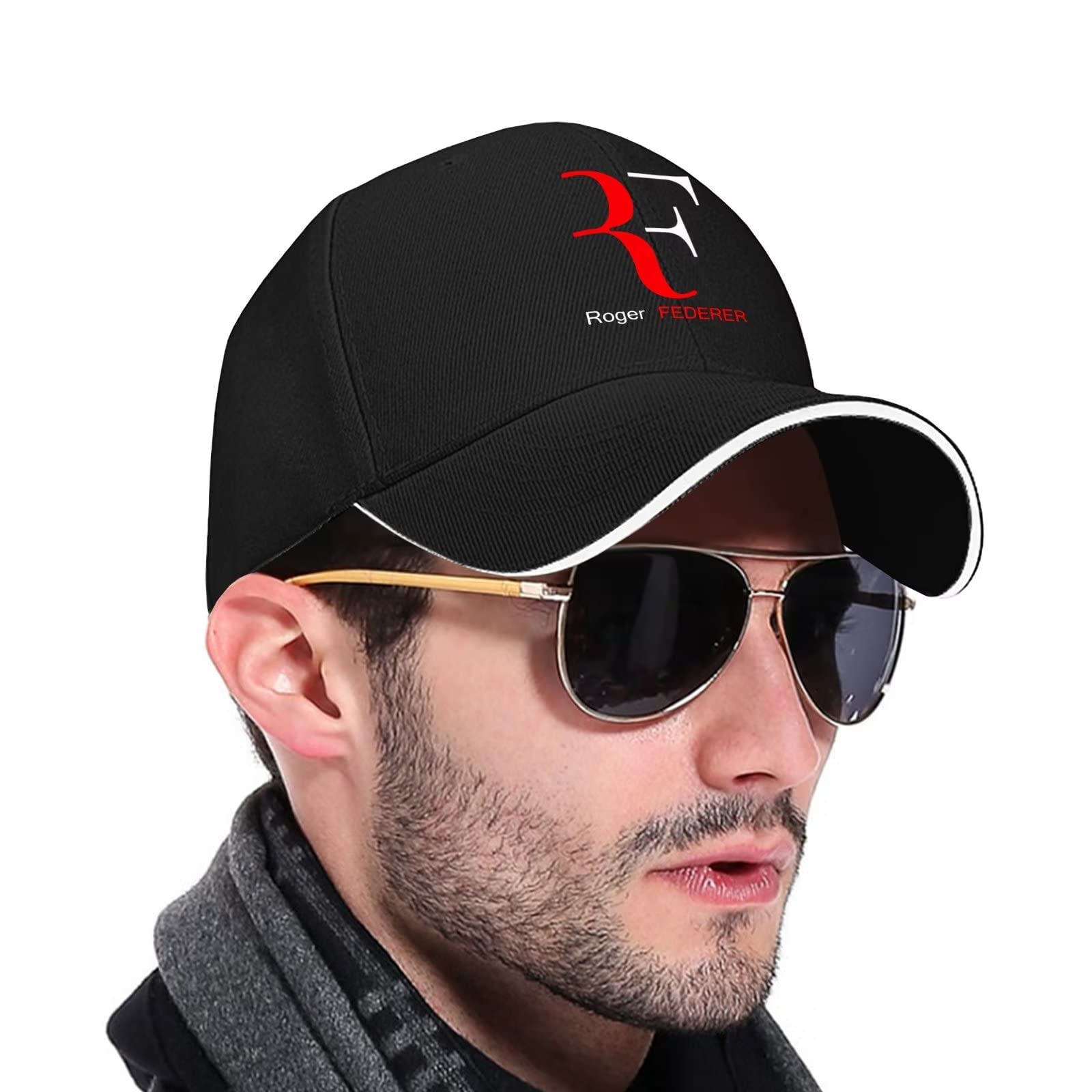 ROGER FEDERER hat Adult Unisex Casual Style Adjustable Sandwich Baseball Hats for Mens&Women Black