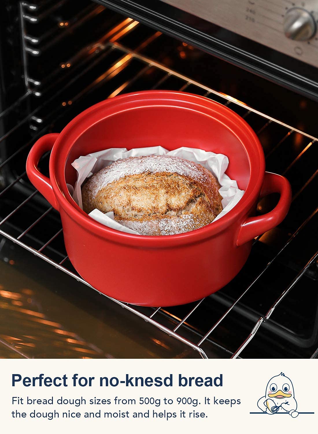 LE TAUCI 3 Quart Dutch Oven Pot with Lid, for No Knead Bread, Sourdough Loaf, Bread Clothe Baker, Ceramic Casserole Dish, Stove to Oven, Non-Coated, Use as Bread Pan, Soup Pot, Stew Pot, Black