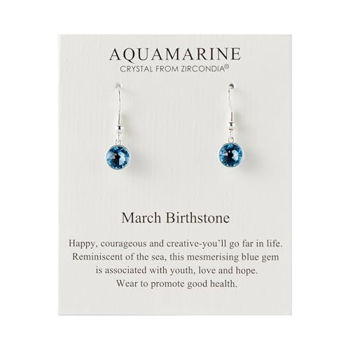 March Birthstone Drop Earrings Created with Aquamarine Zircondia® Crystals