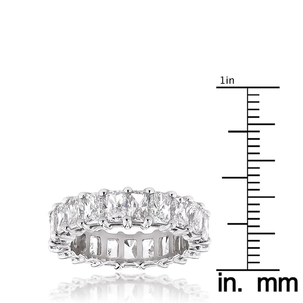 Radiant Cut D/VVS1 Clear Diamonds Eternity Band 6.6 CTW Engagement Ring In 14K White Gold Plated 925 Silver Width: 1/16 in 5mm_5.5