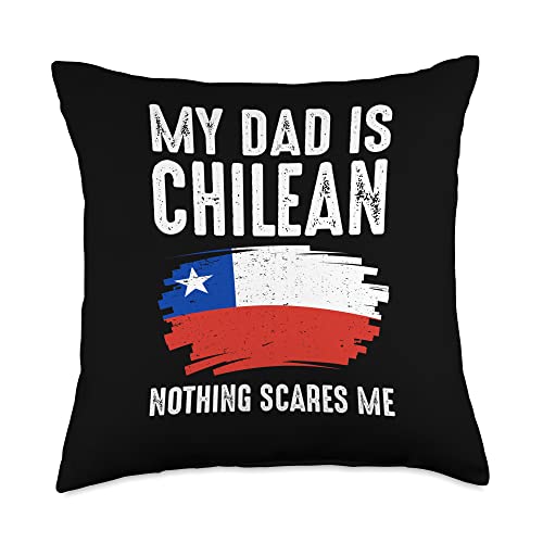 Vintage Dad Chilean Flag Gifts My Dad is Chilean Chili Pride Flag Heritage Roots Throw Pillow, 18x18, Multicolor