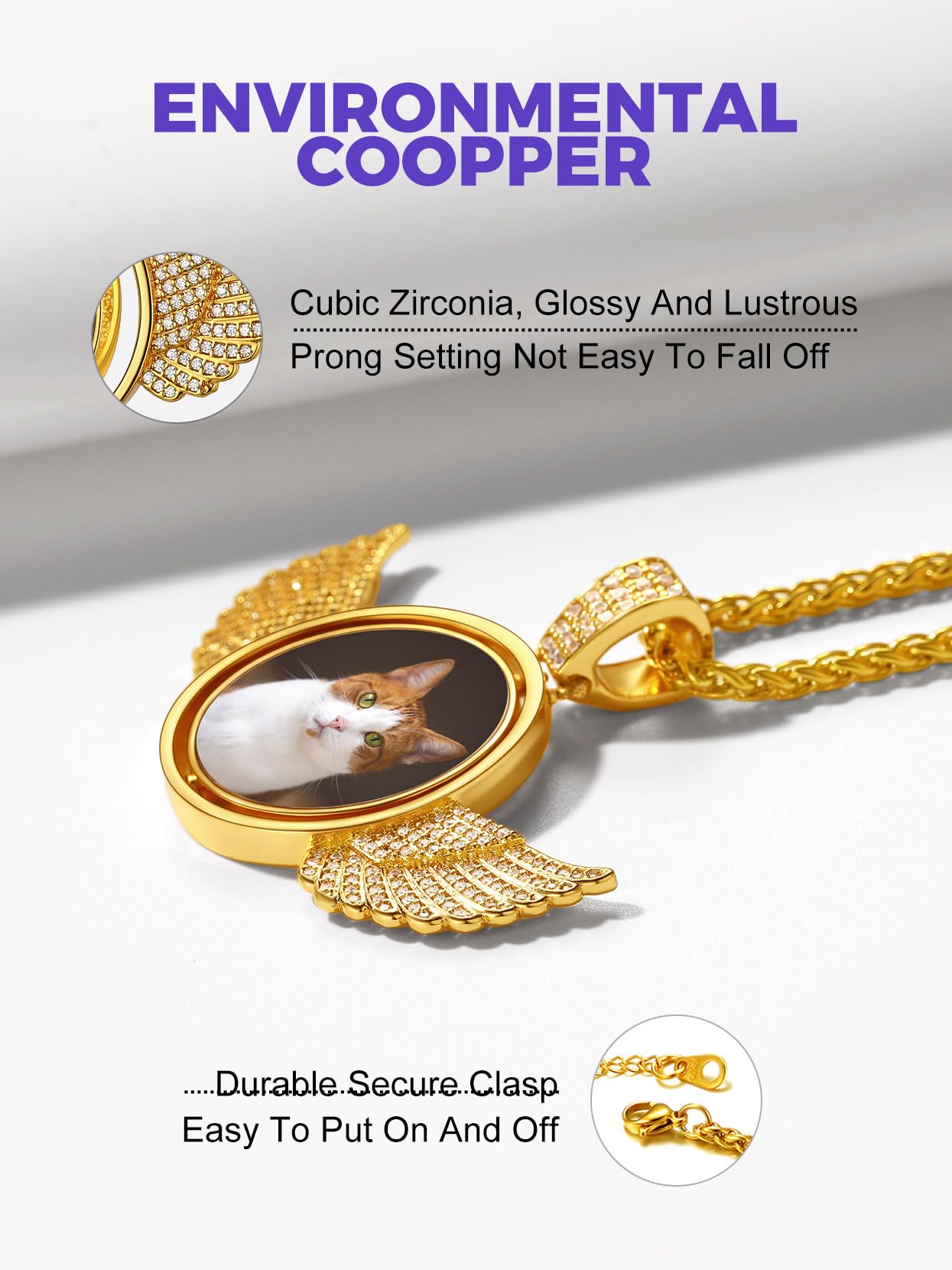 Richsteel Personalized Photo Picture Pendant Necklace Gold Plated Image Print Custom Jewelry