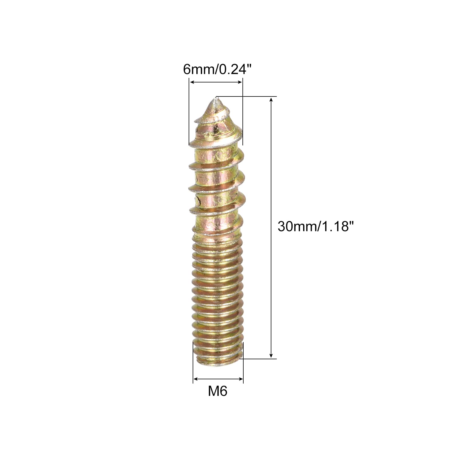 uxcell M8x40mm Hanger Bolts, 8pcs Double Ended Thread Dowel Screws for Wood Furniture