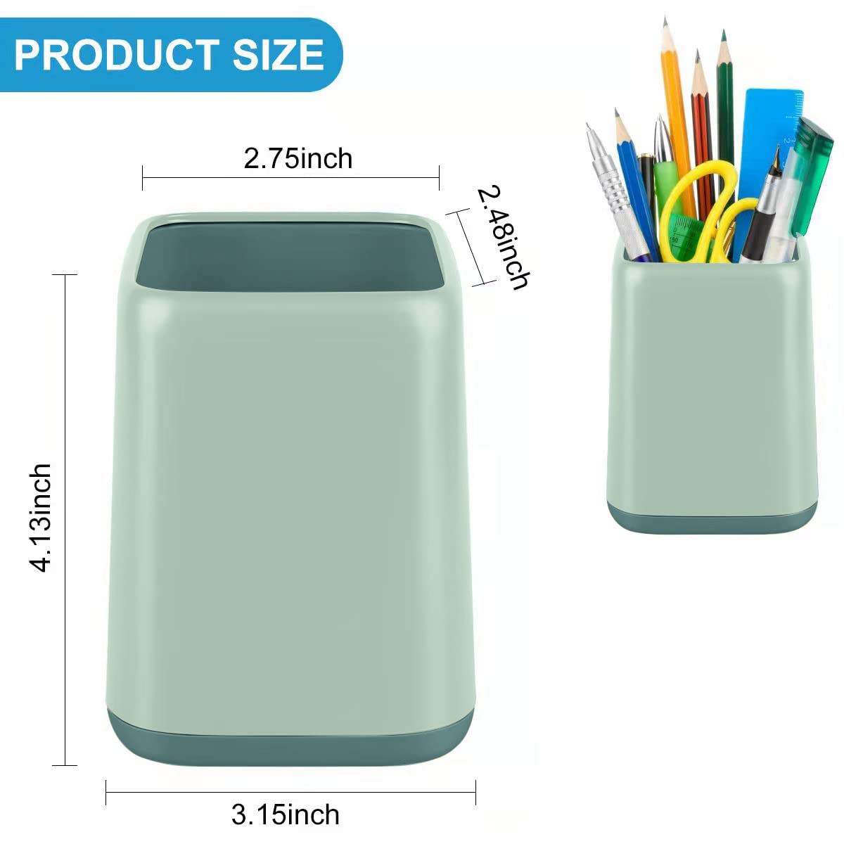 Lengtimo Fashion Pen and Pencil Holder, Pencil Cup for Kids or Makeup Brush Holder for Women, Durable Stand Desk Organizer Storage Gift for Office, Classroom, Home( Light green )