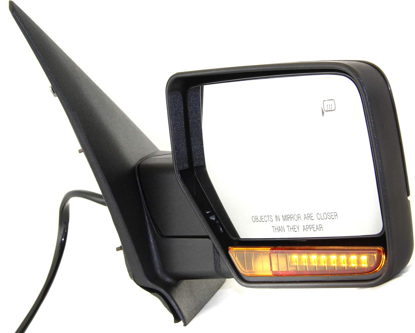 Kool Vue Mirror Set of 2 Compatible with 2007-2011 Ford Expedition Driver & Passenger Side In-housing Signal Light, Manual Folding, Heated, With memory, Textured Black, With Puddle Light, Power Glass