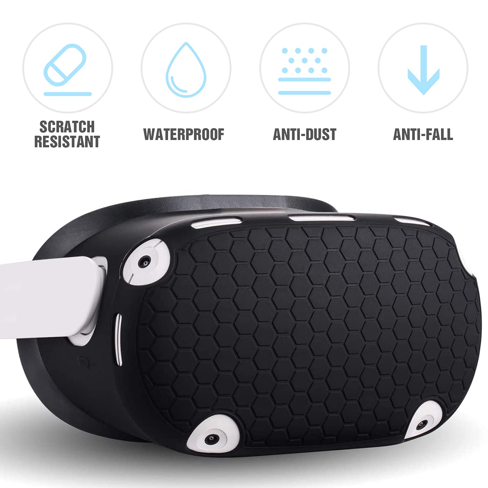 Oculus Quest 2 VR Shell Front Face Protector Cover Silicone Front Face Protective Cover Skin for Oculus Quest 2 VR Headset Non-Slip Washable Anti-Scratch Anti-Dust Anti-Shock (Black)