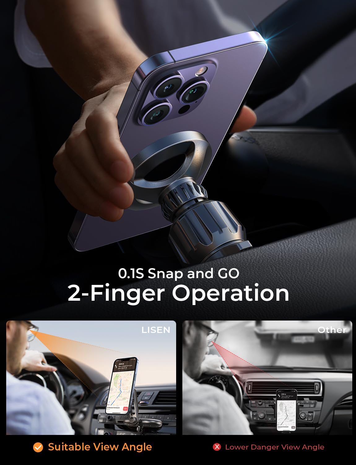 LISEN for MagSafe CD Phone Holder for Car Mount [Angle Adjustable] Magnetic Phone Holder for iPhone Magsafe Car Mount CD Slot Hands Free CD Player Phone Mount for iPhone 15 Pro Max Plus Galaxy