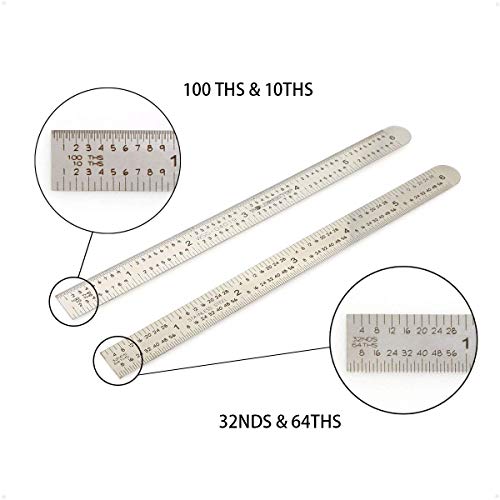 WeldingStop 6 in Machinist Ruler Scale 5R 10ths 1/100 1/32 1/64 Graduation Flexible Decimal Inch Steel Rule