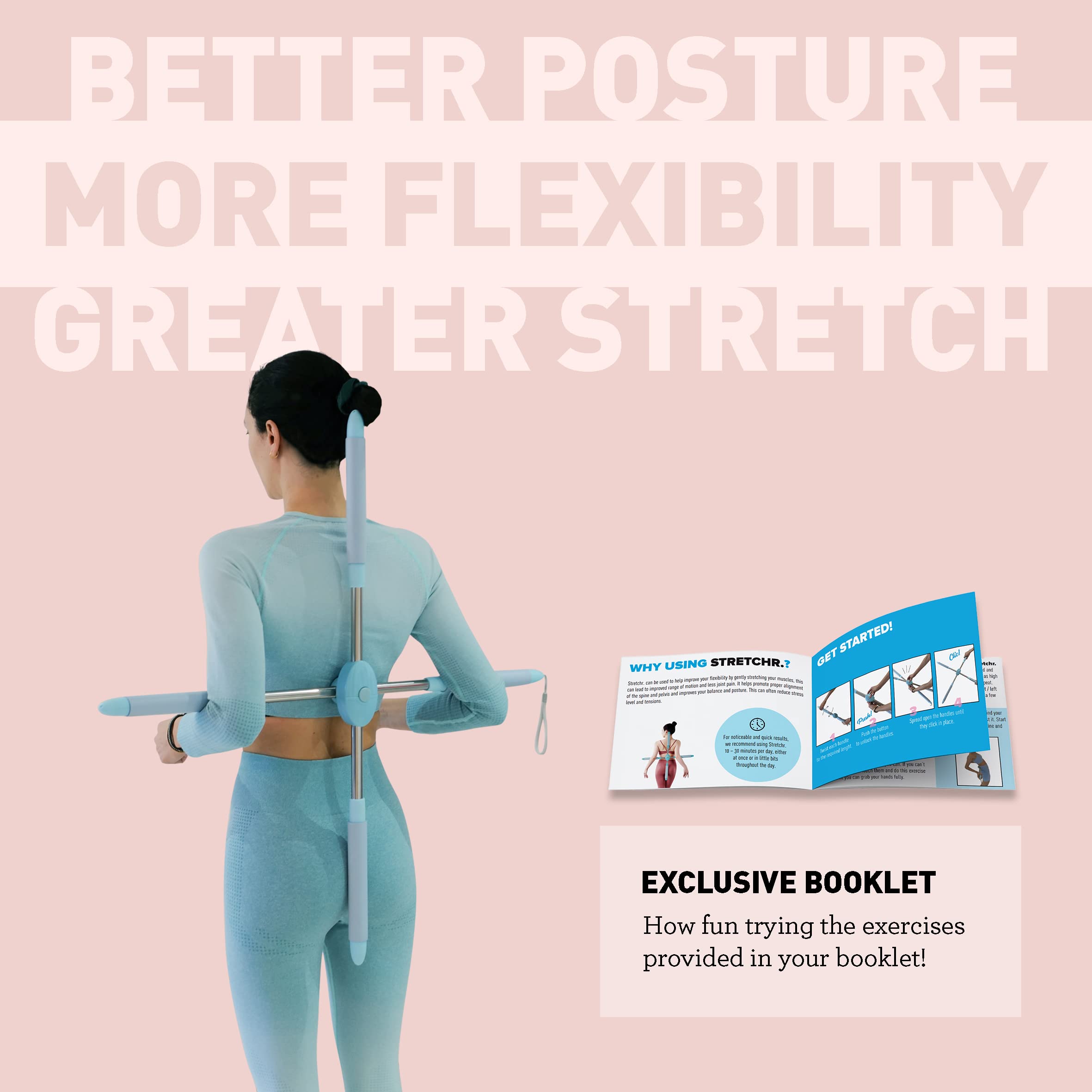 Stretchr Posture Corrector for Women and Men. Retractable for Adult and Child. Yoga Sticks, Stretching Stick