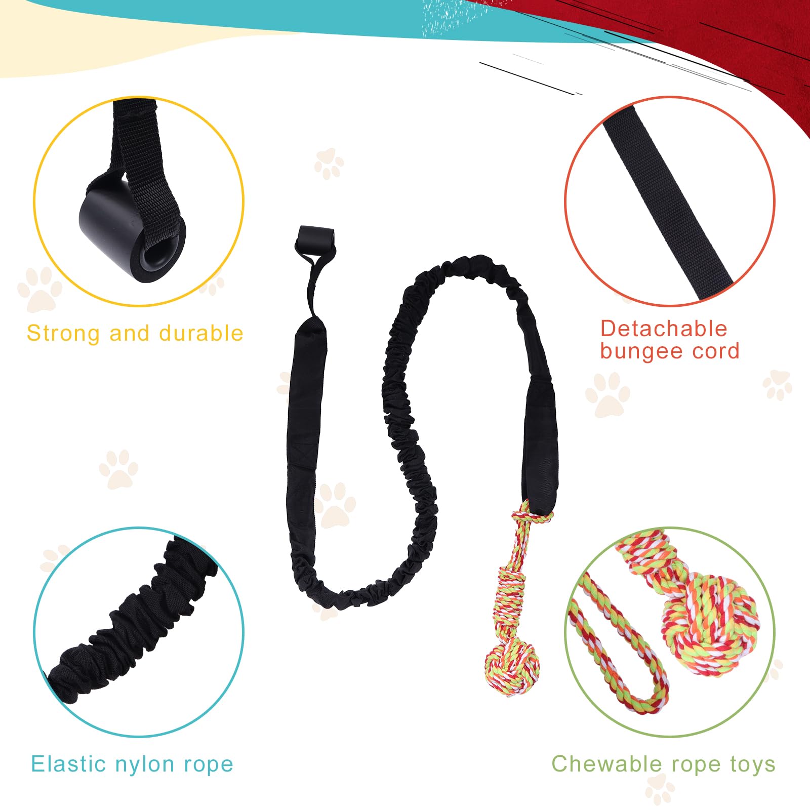 LovelyPaws Spring Pole Dog Rope Toys, Dog Interactive Hanging Tree Tug Toy Indoor and Outdoor with 3 Chew Toys for Dogs