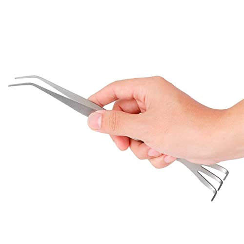 Root Rake with Tweezer, Bonsai Gardening Tools, 2-in-1 Stainless Steel Root Rake Bonsai Tweezers Soil Farming Tool with Ergonomical Handle