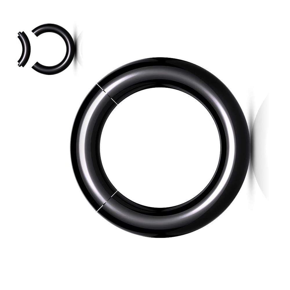 Luxe Modz BodyJewelryOnline PAIR of Black Acrylic Segment Rings, Captive Bead, 8 Gauge (1/2โ 16mm) Thickness, Hypoallergenic, Nickel-Free, Stylish, Super LightWeight