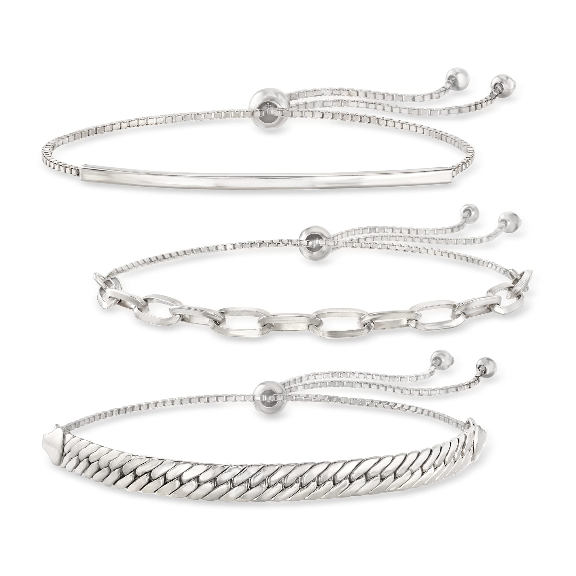 Ross-Simons Sterling Silver Jewelry Set: 3 Bolo Bracelets