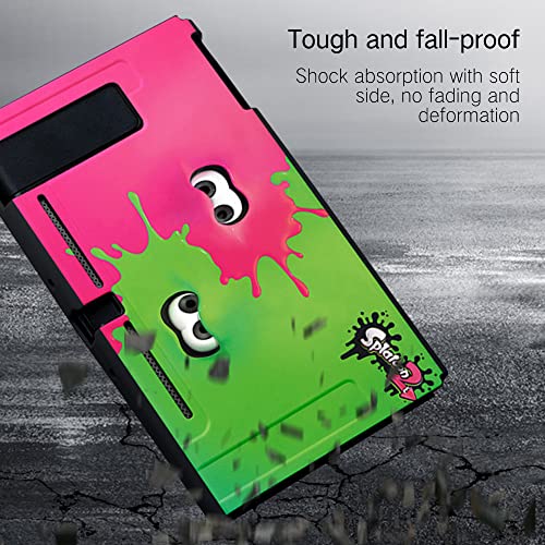 PERFECTSIGHT Cute Protective Case for Nintendo Switch, Kawaii Soft TPU Slim Cover, Cartoon Hard Shell Dockable Case for NS Console and Joy-Con Controllers - Shock-Absorption Anti-Scratch (Splatoon)