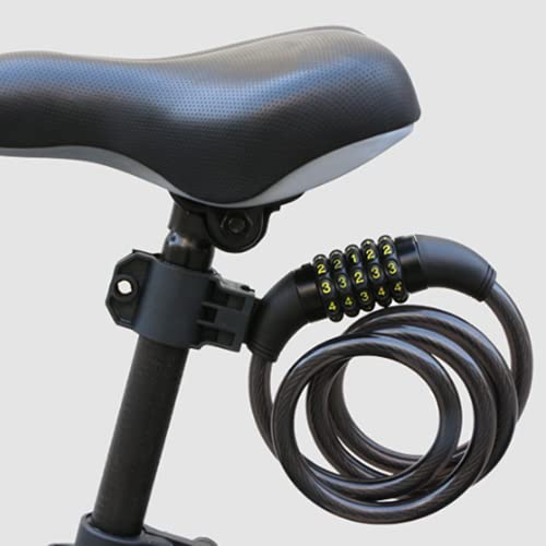 N / B Bike Lock Cable, 4 Feet High Security Combination Coiling Cable Lock, with 5 Digit Resettable Number and Mounting Bracket, for Bicycle Outdoors