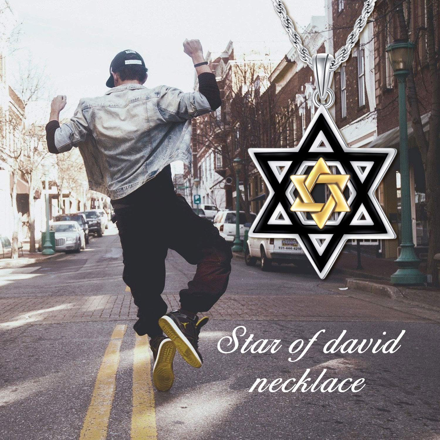 PDTJMTG Star of David Necklace Sterling Silver Necklace, 20”+2”