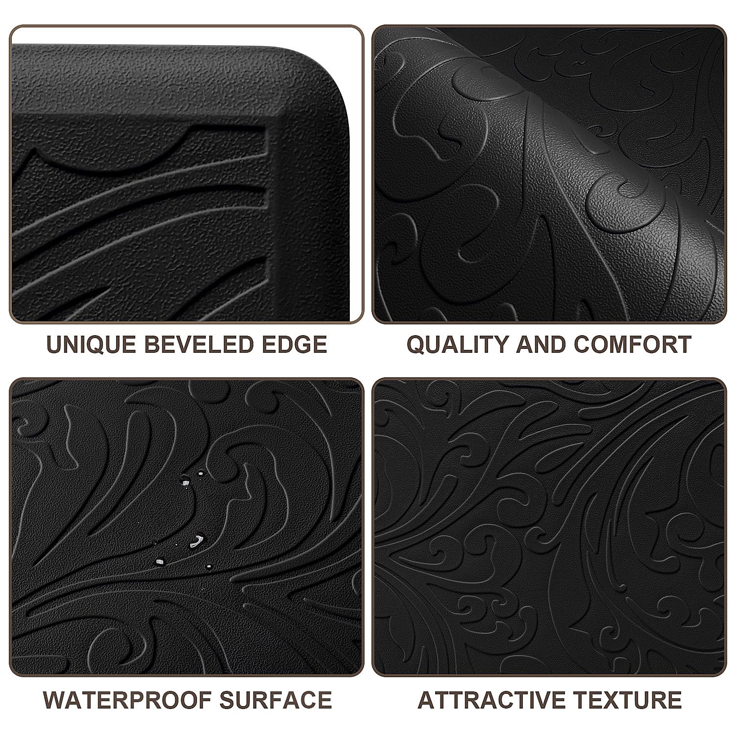 KMAT Kitchen Mat Cushioned Anti-Fatigue Waterproof Non-Slip Standing Mat Ergonomic Comfort Rug for Home,Office,Sink,Laundry,Desk 17.3" (W) x 60"(L),Black