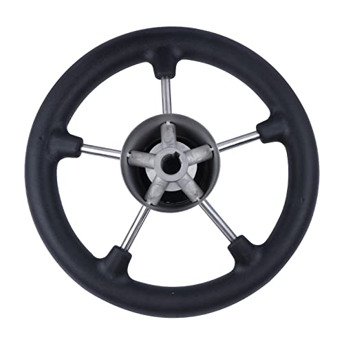 Marinebaby 5-Spoke 11" Destroyer Style Stainless Boat Steering Wheel - Black Foam Grip