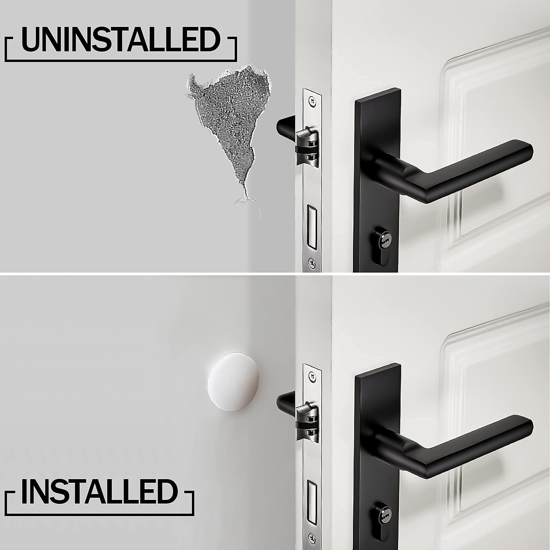 N brand 1.57inche Door Stopper Wall Protector, Adhesive Reusable Bumper Protector, with Strong 3M Adhesive,Quiet, Shock Absorbent Gel, Door Knob Wall Shield, White