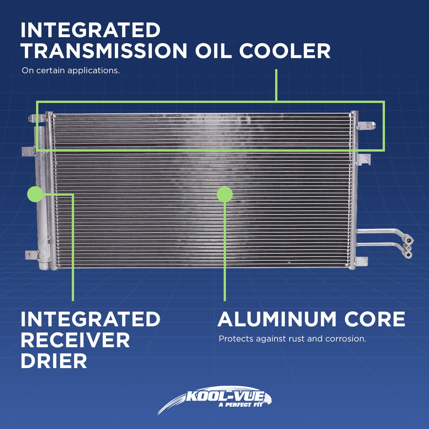 Kool-Vue A/C Condenser Compatible with 1999-2000 Cadillac Escalade, Fits 1994 Chevrolet Blazer, 1994-1999 Chevrolet C1500, 1994-1999 Chevrolet C1500 Suburban GM3030158