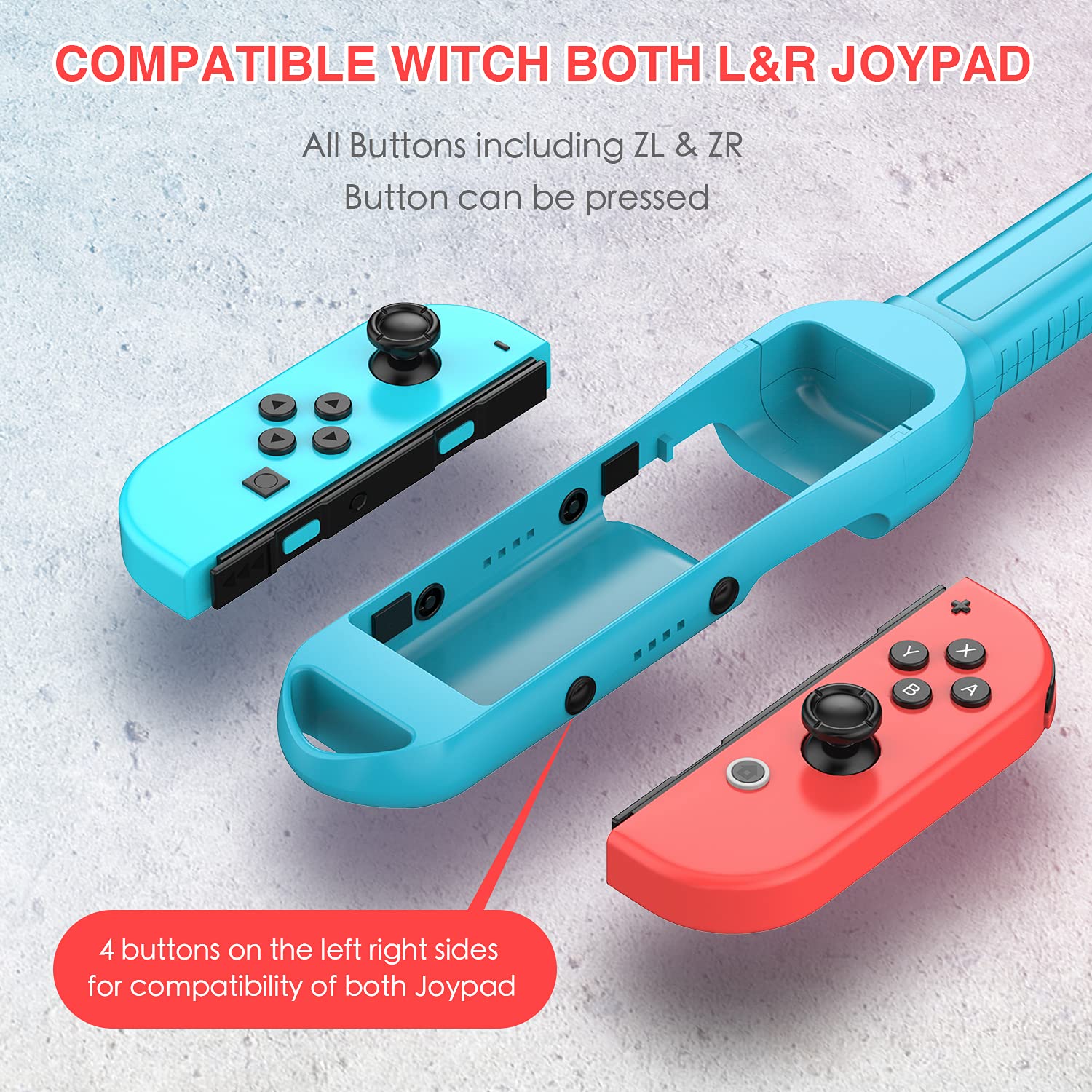 Mario Golf Club for Nintendo Switch/Switch OLED, JUSPRO Adjustable Golf Grip with Hand Strap, Game Accessories Compatible with Mario Golf Super Rush -2 Pack (Red+Blue)