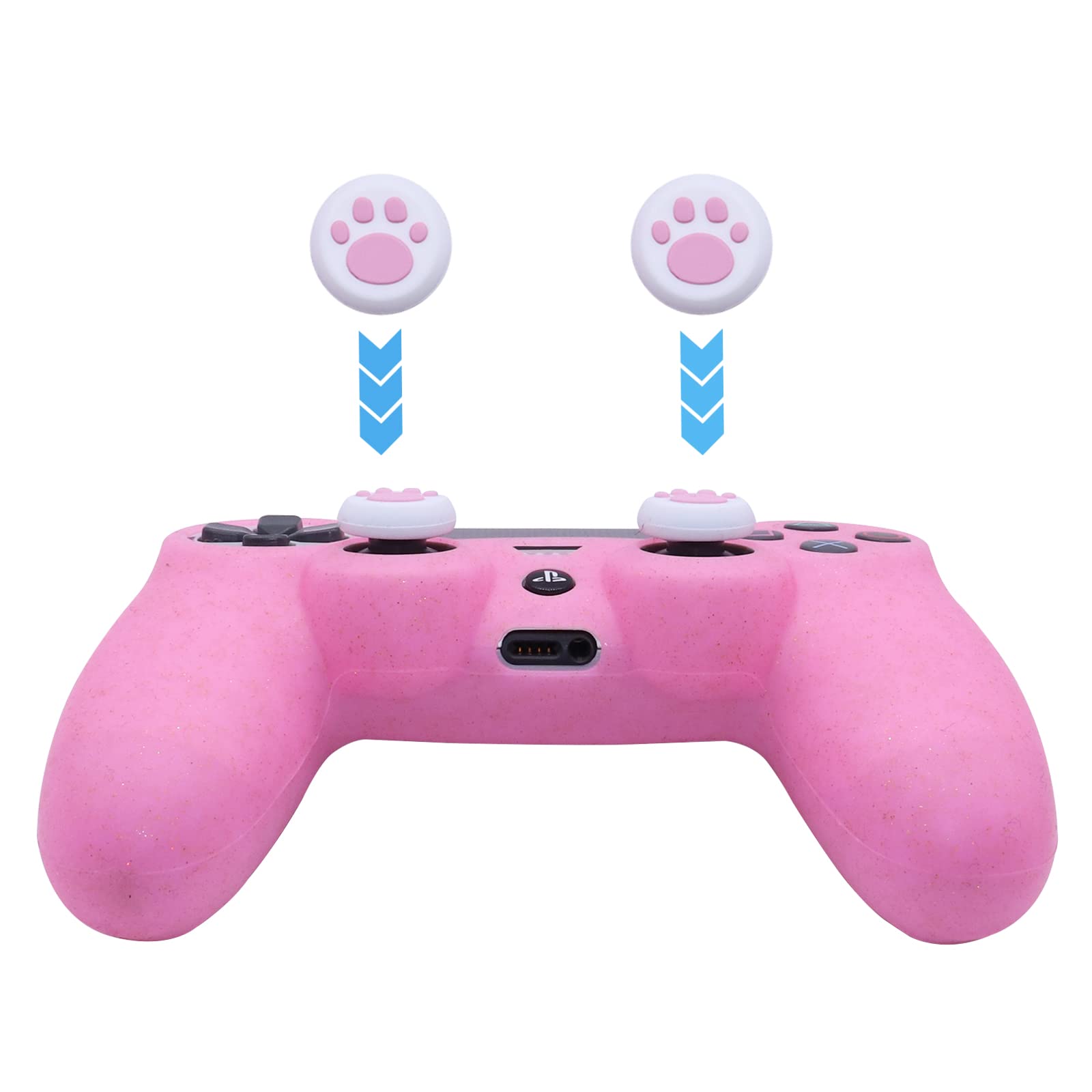 ROTOMOON PS4 Glitter Silicone Controller Skins with 8 Thumb Grips & L2 R2 Trigger Protector, Sweat-Proof Anti-Slip Controller Cover Skin Protector Compatible with Playstation 4 Slim/Pro Controllerā¦