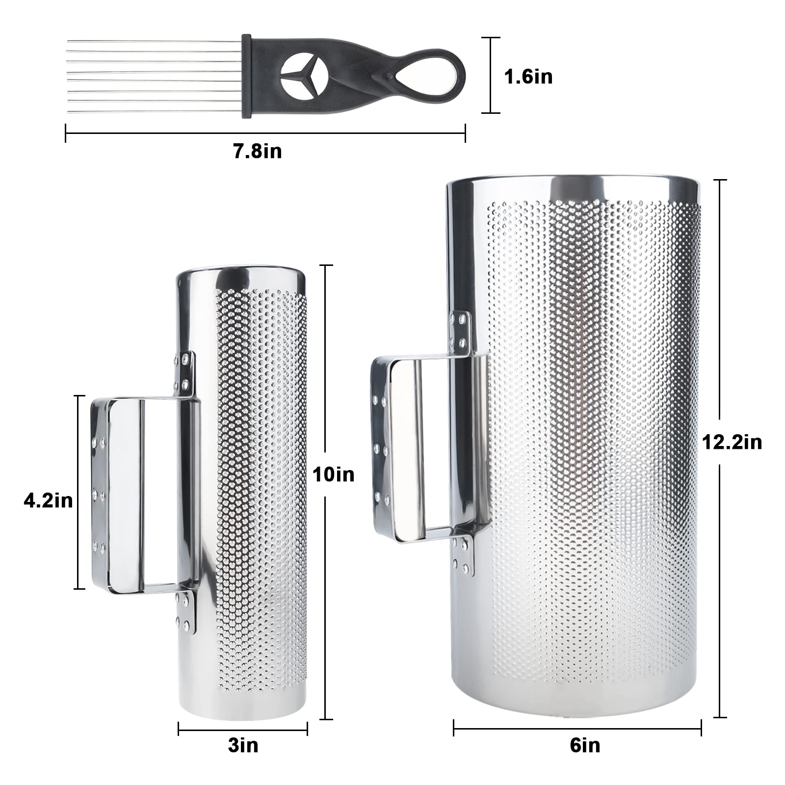 Patioer Metal Guiro, 12" x 6" & 10" x 3" Stainless Steel Guiro Percussion Instrument with Scraper Guiro Shaker Latin Percussion Musical Training Tool, with Egg Shaker Maracas Castanets Set