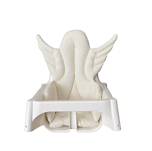 Pamuk Atölyesi High Chair Cushion, Angel Wings,100% Soft Cotton, Breathable, Comfortable,Double-Faced,Stainproof and Washable (White)