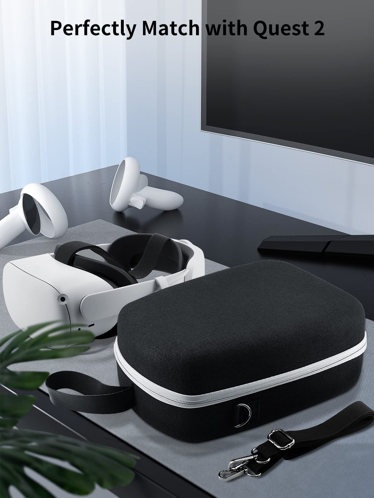 Ryoko Hard Carrying Case Compatible with Meta/Oculus Quest 2 Version VR Gaming Headset and Elite Strap with Battery and Other Accessories, Suitable for Travel and Home Storage
