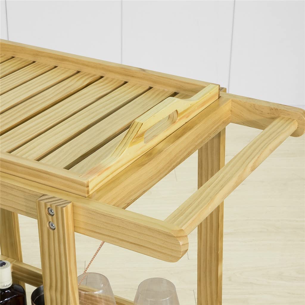 XXXDXDP Serving Trolley with Bottle Holder and a Removable Tray Kitchen Trolley Trolley Trolley Bar Cart