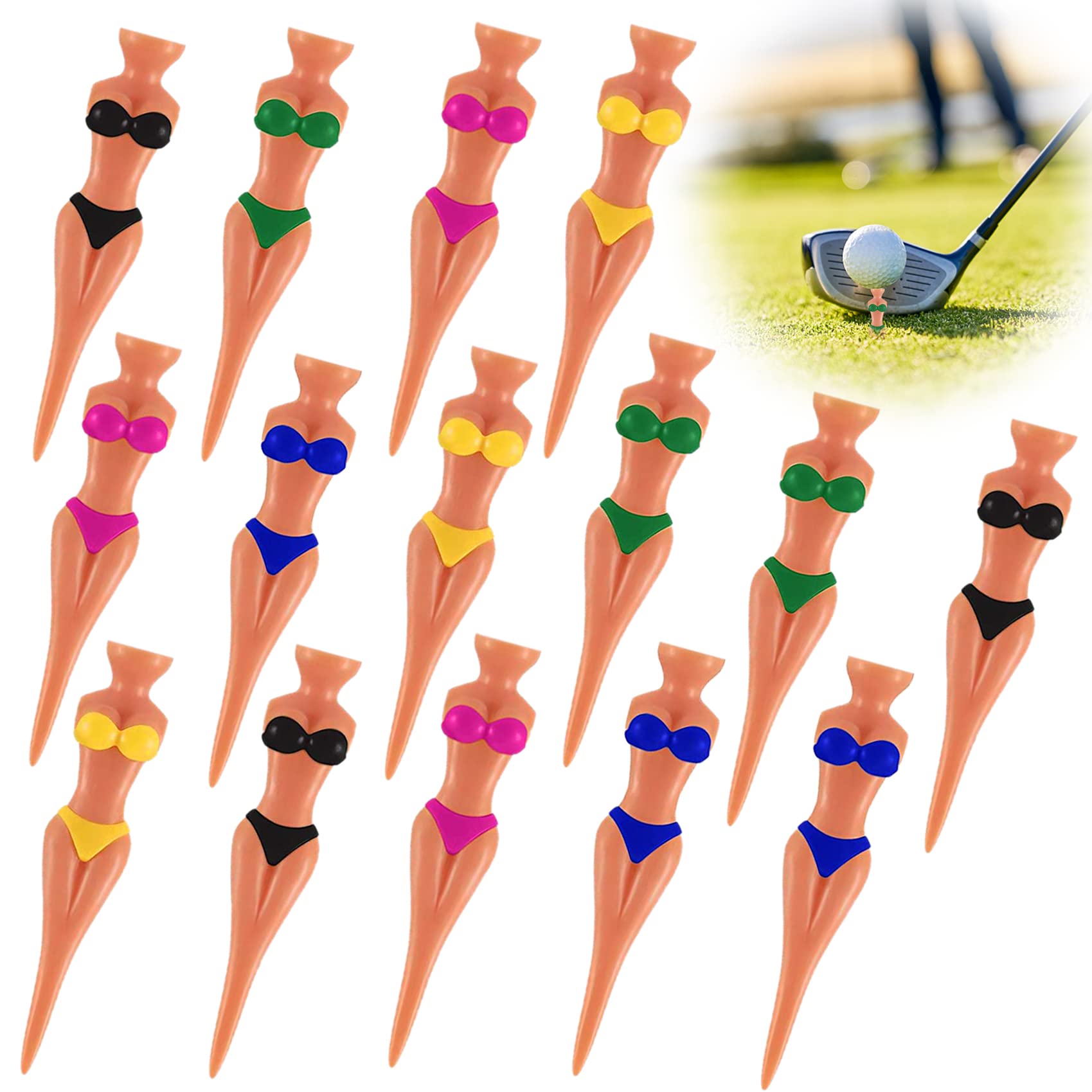 Rovepic 15 Pack Golf Tees 3.15 Inch Women Lady Model Premium Plastic Golf Ball Tees System Reduce Side Spin and Friction More Stable Colorful Golf Tees in Bulk Golf Accessories for Golf Training
