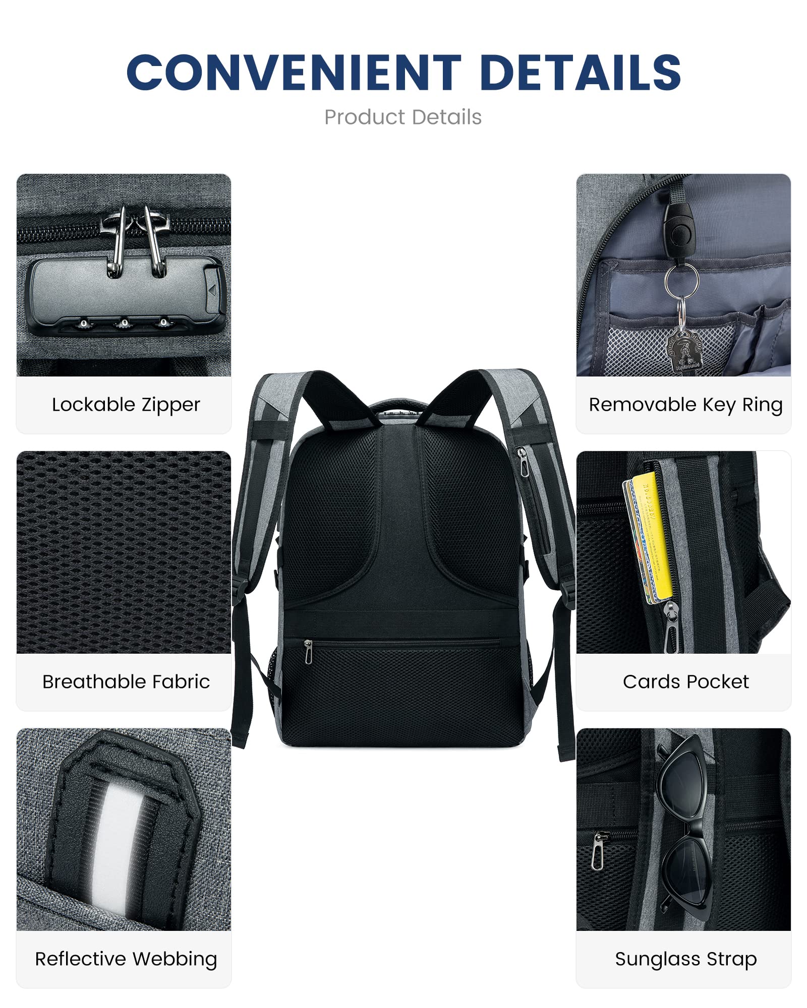 LOVEVOOK Travel Laptop Backpack Waterproof Anti Theft Backpack with Lock and USB Charging Port Large Computer Business Backpack for Men College Backpack (17 inch,DarkGrey
