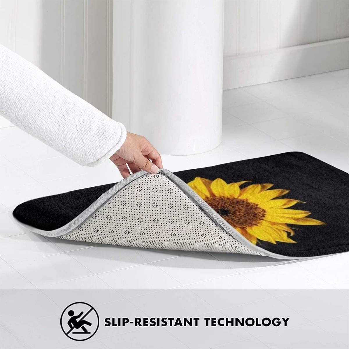Retro Rustic Tableware Sunflower Fruit and Red Wine Bathroom Rugs Soft Bath Rugs Non Slip Washable Cover Floor Rug Absorbent Carpets Floor Mat Home Decor for Kitchen Bedroom Floor Mat 17x30 Inch