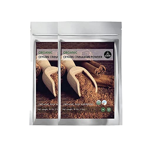 Naturevibe Botanicals Premium Quality Organic Ceylon Cinnamon Powder (2lb), Ground | Raw, Gluten-Free & Non-GMO | 2 Pack of 1 lb each [Packaging may vary]