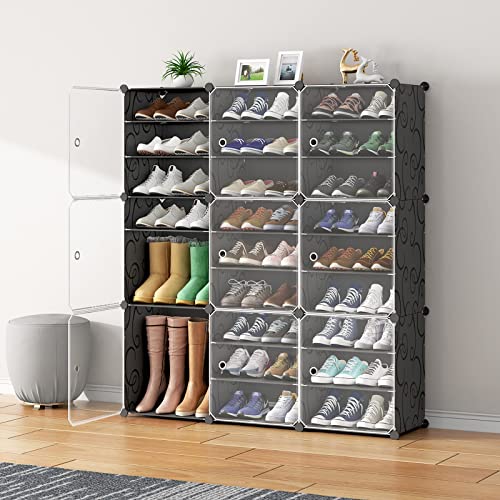 VIPZONE Shoe Rack Organizer Shoe Rack Shoe Storage Cabinet for Entryway Narrow Standing Stackable Space Saver (54 Pairs, Black)