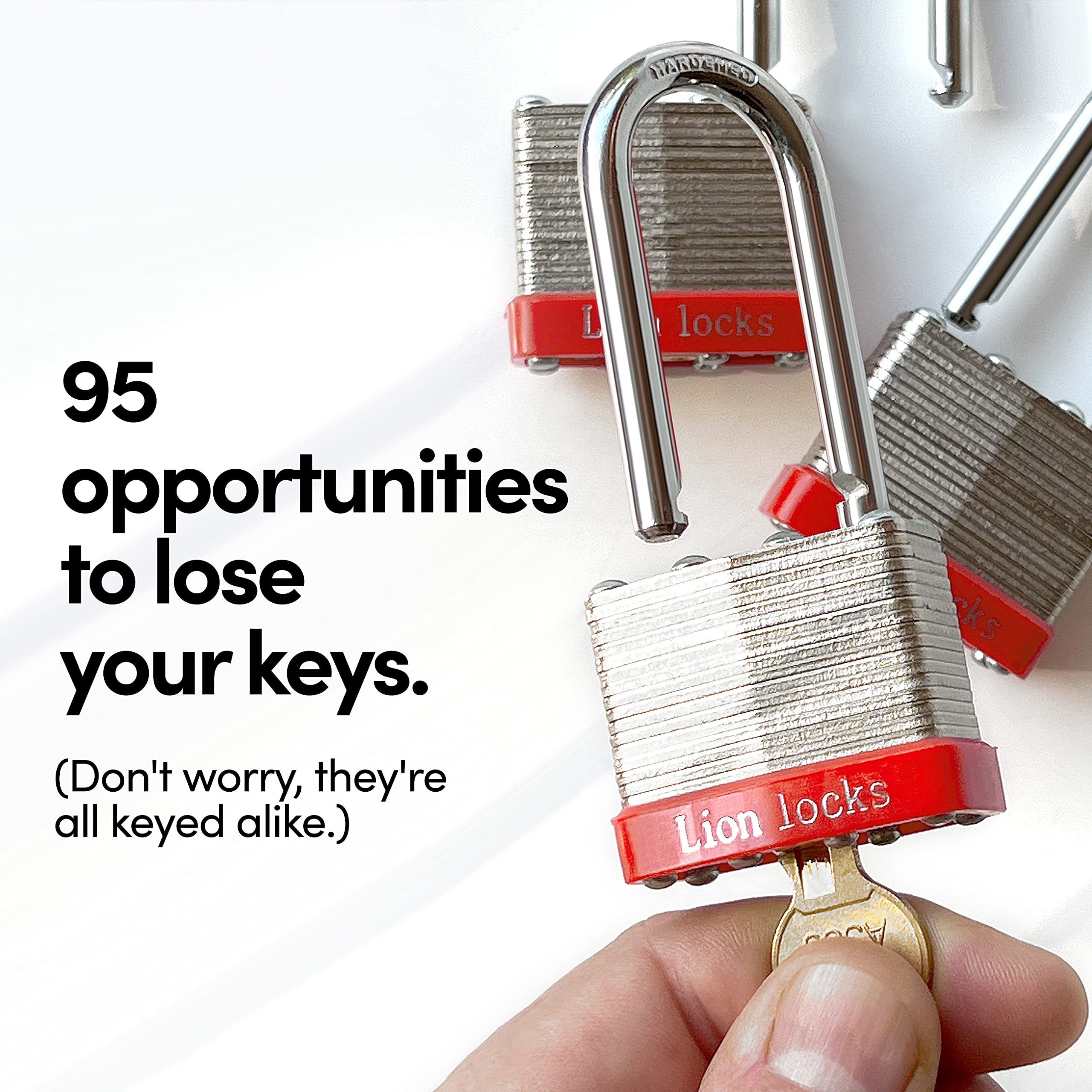 Lion Locks 48 Keyed Alike Padlocks with 2" Long Shackle, 96 Keys - Padlocks for Outdoor Use, Locks with Keys, Hardened Steel Case, Pick Resistant Brass Pin Cylinder for Hasp Latch, Locker, Gate