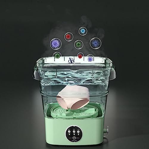 LAAAZY Mini Washing Machine Foldable, Collapsible Travel Washing Machine with Drainage Basket, Mini Small Washer with Adapter for Home, Apartment and Camping