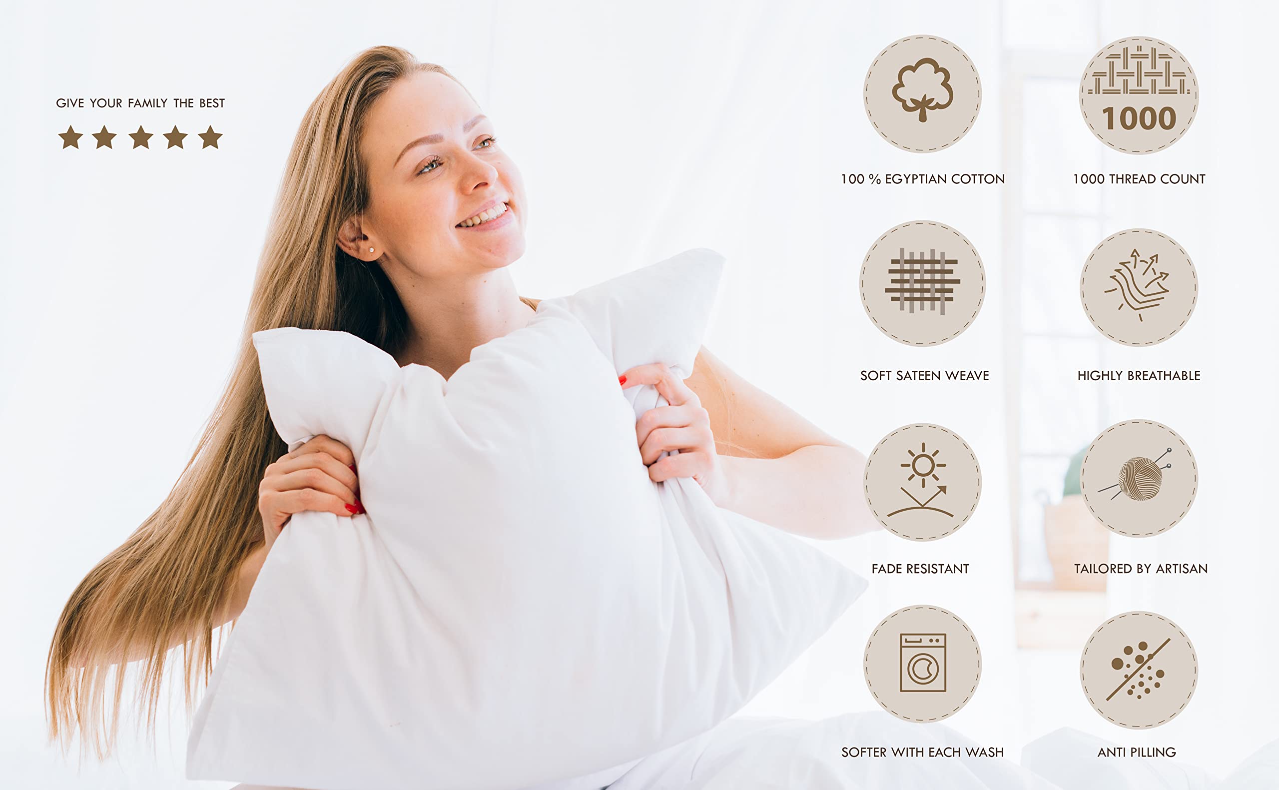 Luxurious 1000 Thread Count 100% Egyptian Cotton Bed Sheets , 4-Pc King Size Pink Sheet Set , Sateen Weave , Single Ply Long-Staple Yarns , Breathable , Fits Mattress Upto 16β Deep Pocket