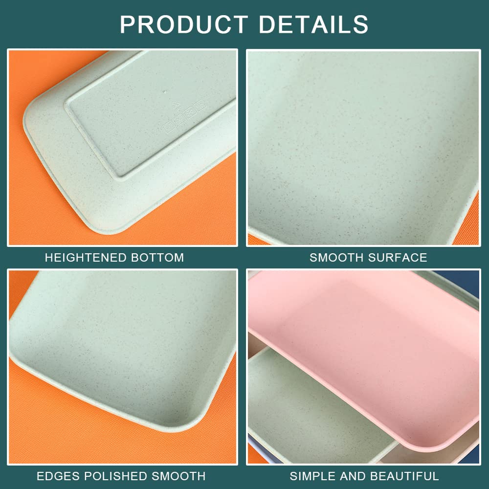 Roucerlin 4 Pack Unbreakable Wheat Straw Plates, Durable Lightweight Cake Plate, Small Reusable Snack Plate for Fruits, Pasta, Salad, Dessert, Dishes, Sushi (8.3in, Green)