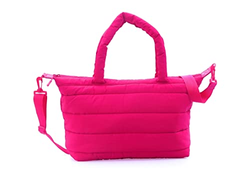 No Boundaries Women's Puffy Quilted Tote Handbag (Fuchsia)