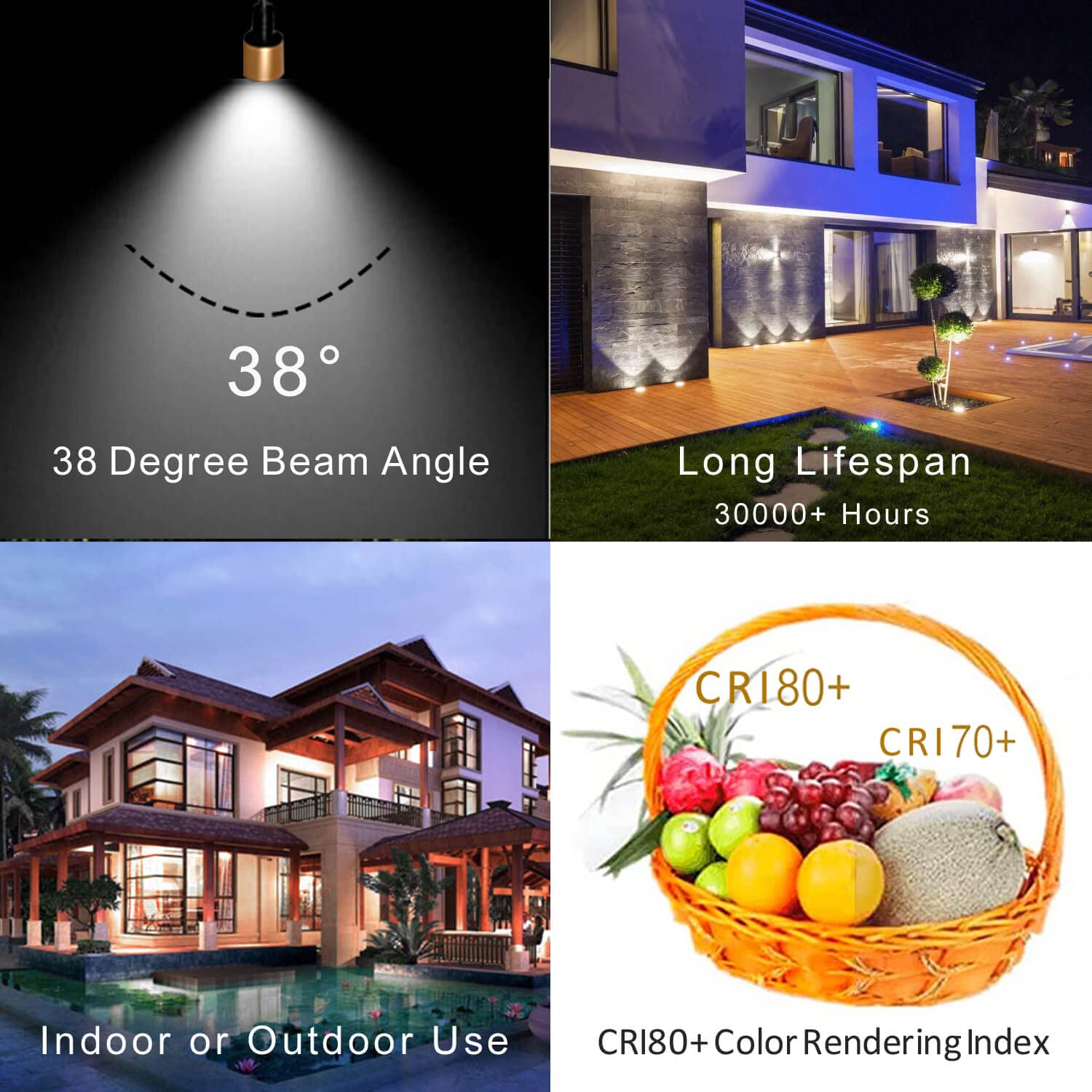 SagmCo 6 Pack MR16 LED Bulb 50W Equivalent 5000K Daylight 30,000 Hour Lifetime 90% Energy Saving 5W 12V AC/DC 38 Degree GU5.3 Base Non-Dimmable