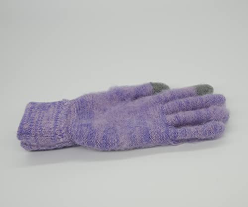 NATUST 3 Pieces Winter Knit Beanie Hat Warm Scarf and Touch Screen Gloves Set Warmer Gloves Set with Fleece Lined Purple